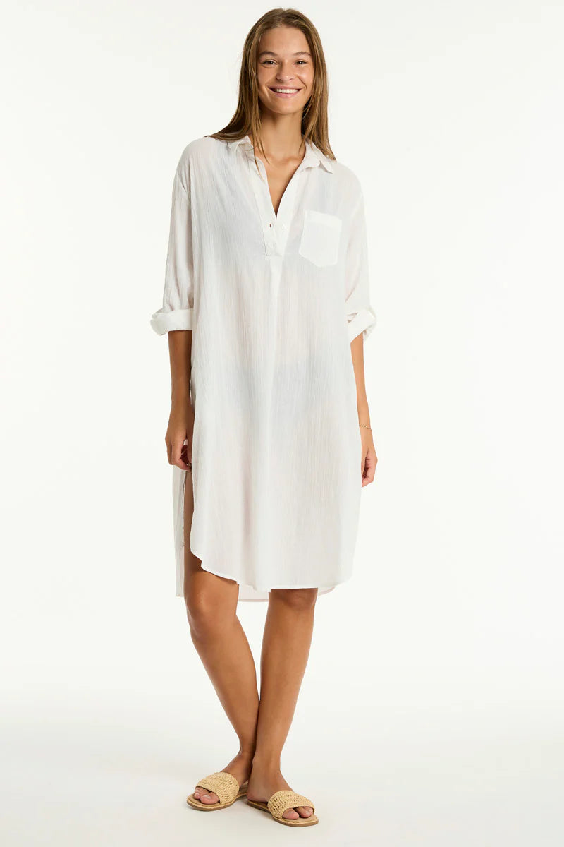 Sea Level Salt Long Cover Up (White) – Little Boutique
