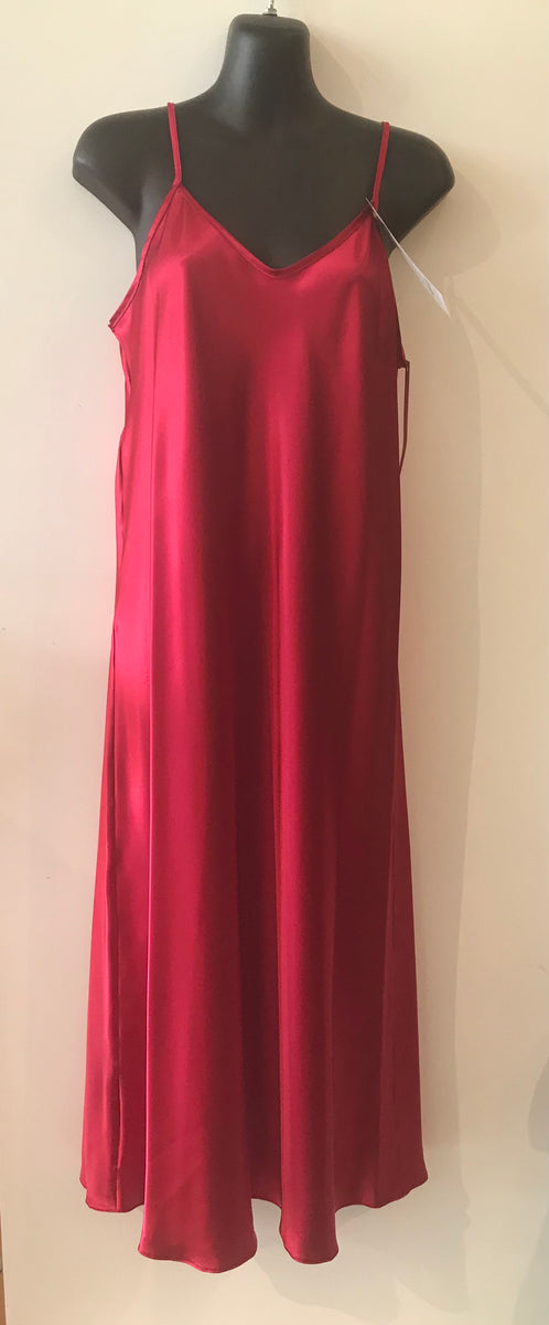 Essence Satin Chemise- 051CHC- Long shoestring strap (Black) (Red) (Pe ...